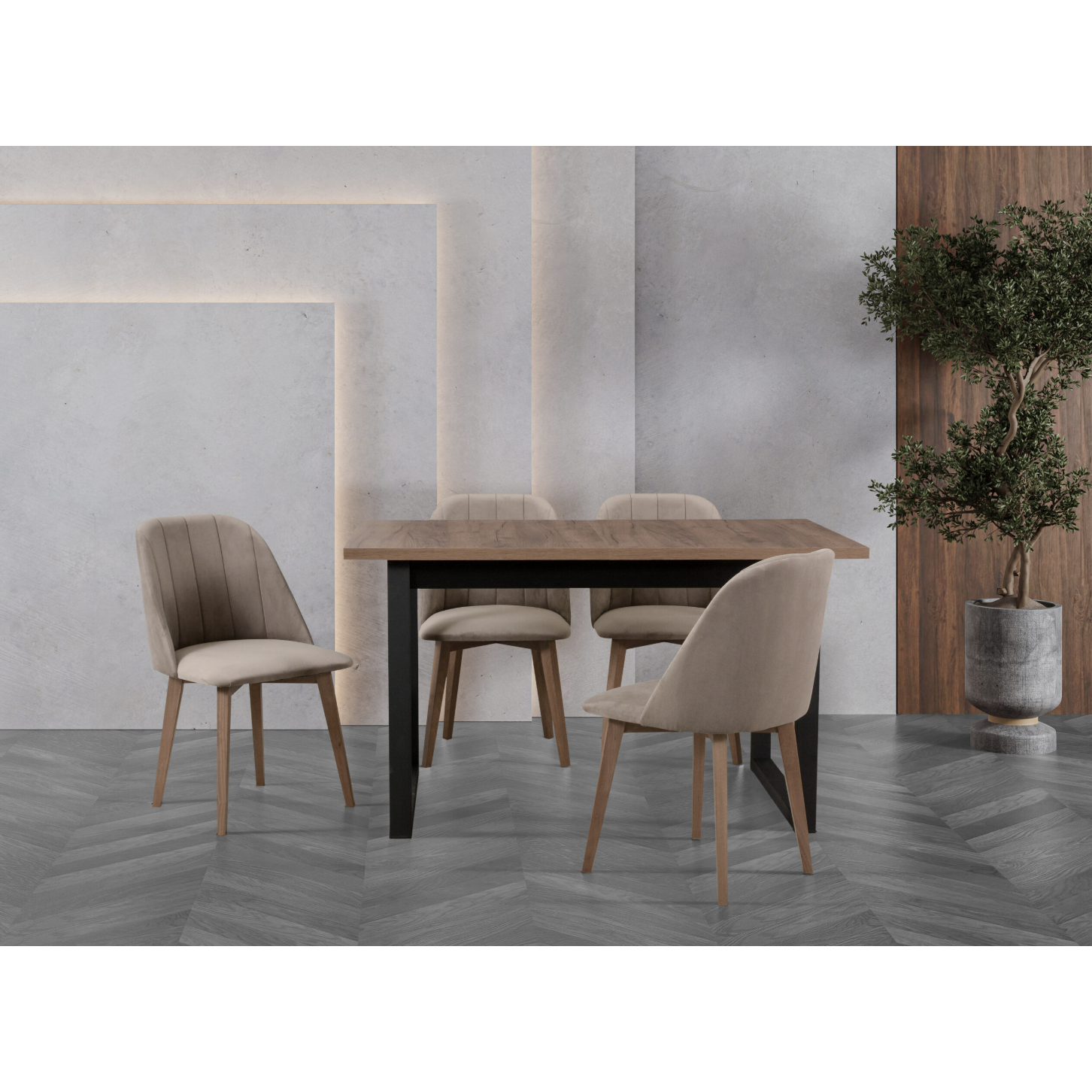 Valgomojo komplektas [Monti3+ Stalas Ikon3] | Balduperlai.lt